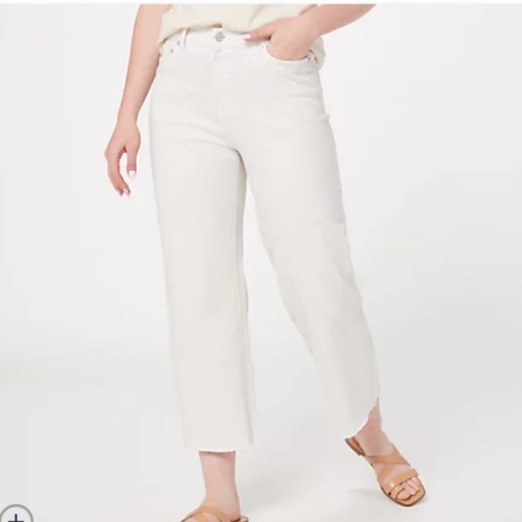 d&co | Jeans | New A39317 Denim Co Easy Stretch Denim Cropped Wide Leg ...